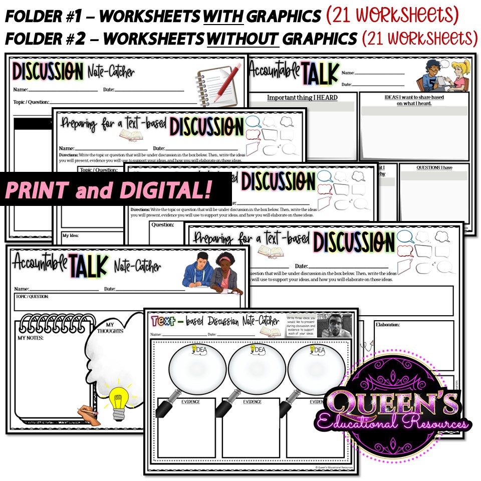 Accountable Talk Discussion Note-Catcher Worksheets | Made By Teachers
