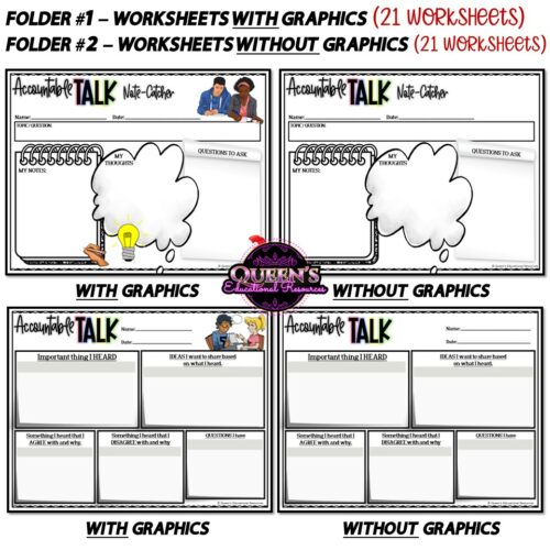 Accountable Talk Discussion Note-Catcher Worksheets | Made By Teachers