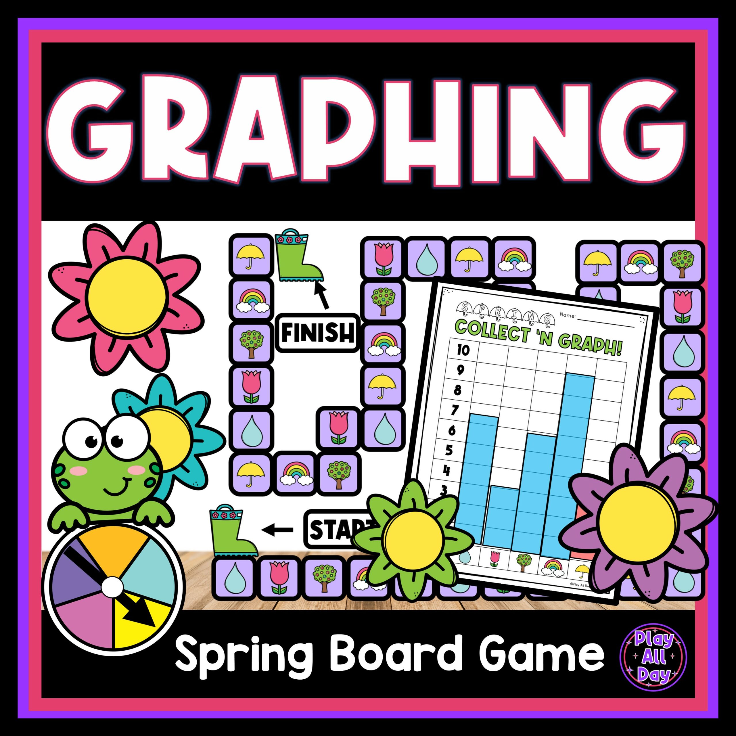 Spring Graphing | Collect and Graph Board Game | Sorting and Bar Graphs | Made By Teachers