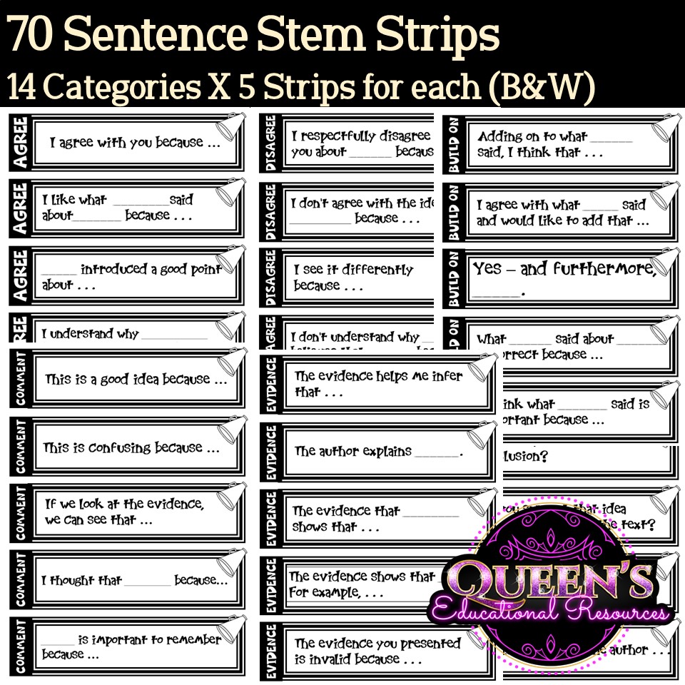 Accountable Talk Sentence Stem Strips | Made By Teachers