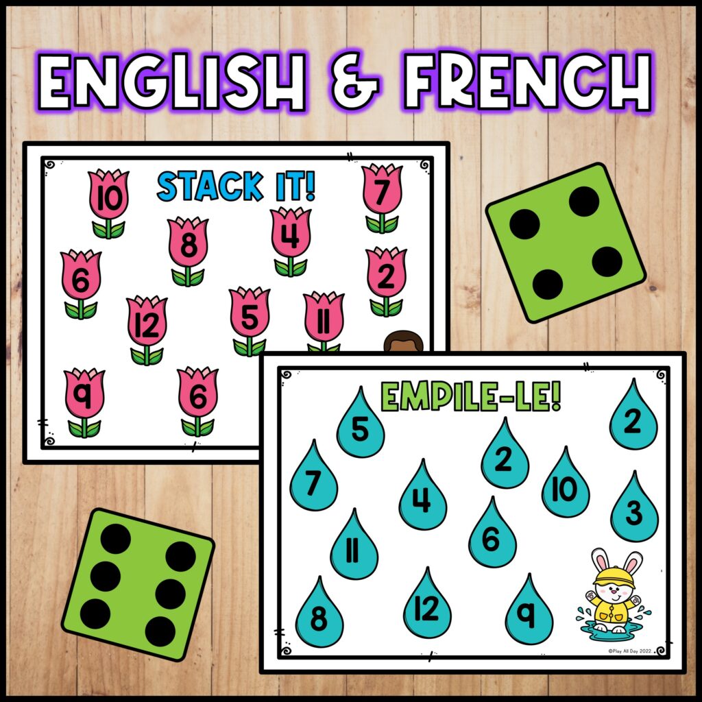 Spring Roll and Build Number Mats | Count and Build with Connecting ...