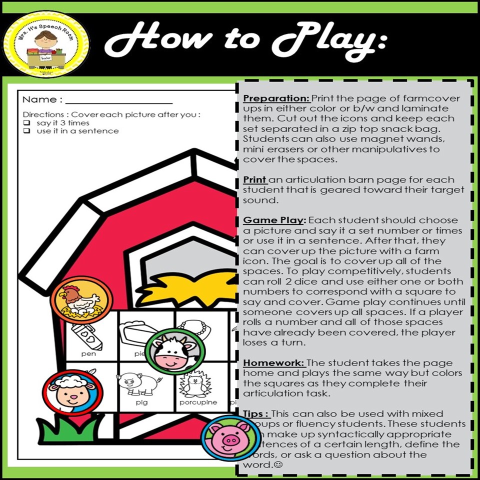 Farm Speech Therapy Articulation Activity | Made By Teachers
