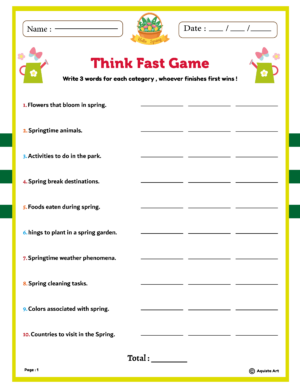 Spring Think Fast Challenge : Printable Worksheet for Kids | Made By ...