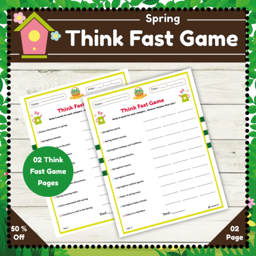 Spring Think Fast Challenge : Printable Worksheet for Kids | Made By ...