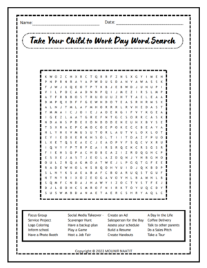 Take Your Child to Work Day Word Search - Take Your Child to Work Word ...
