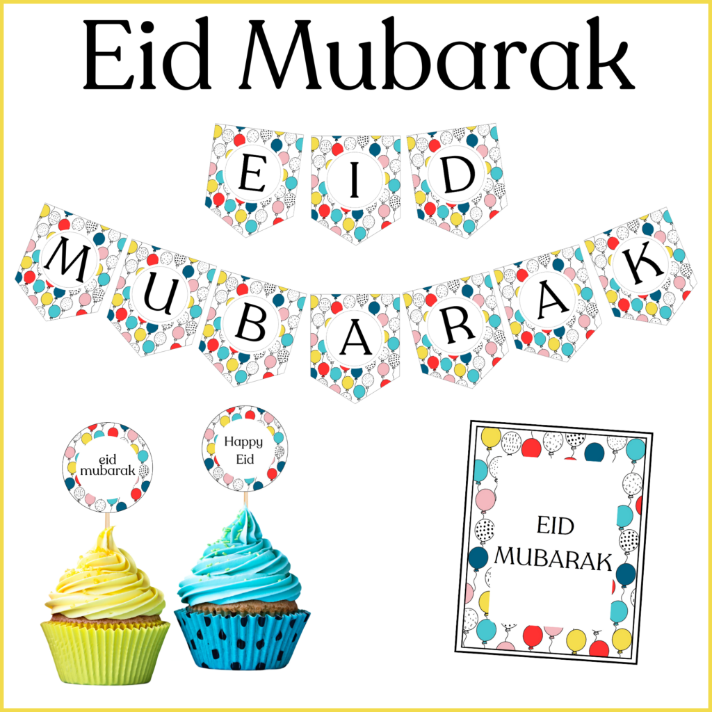 Eid mubarak decoration, Eid al fitr Bunting, stickers, flags, posters ...