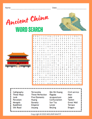 Ancient China Word Search - Ancient China Games Puzzles | Made By Teachers