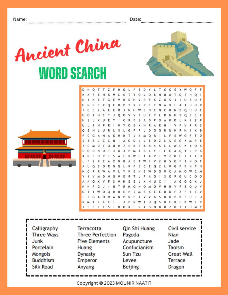 Ancient China Word Search - Ancient China Games Puzzles | Made By Teachers