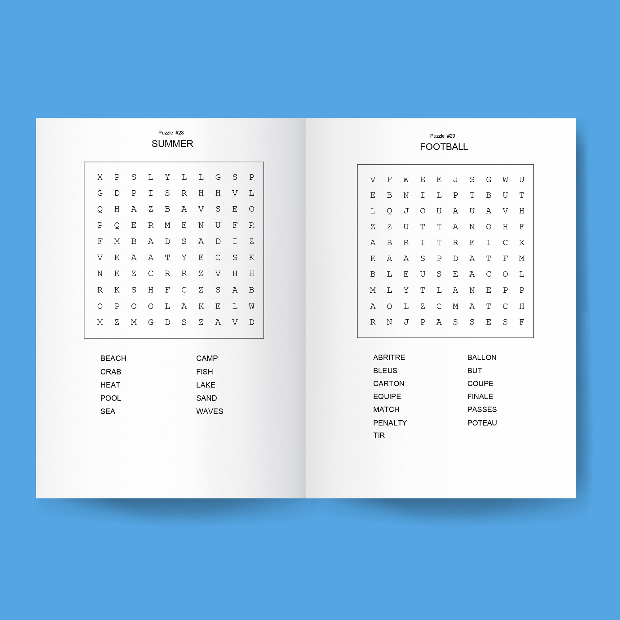 French Word Search Puzzle Book For All Ages : Easy to Hard 100 puzzles ...