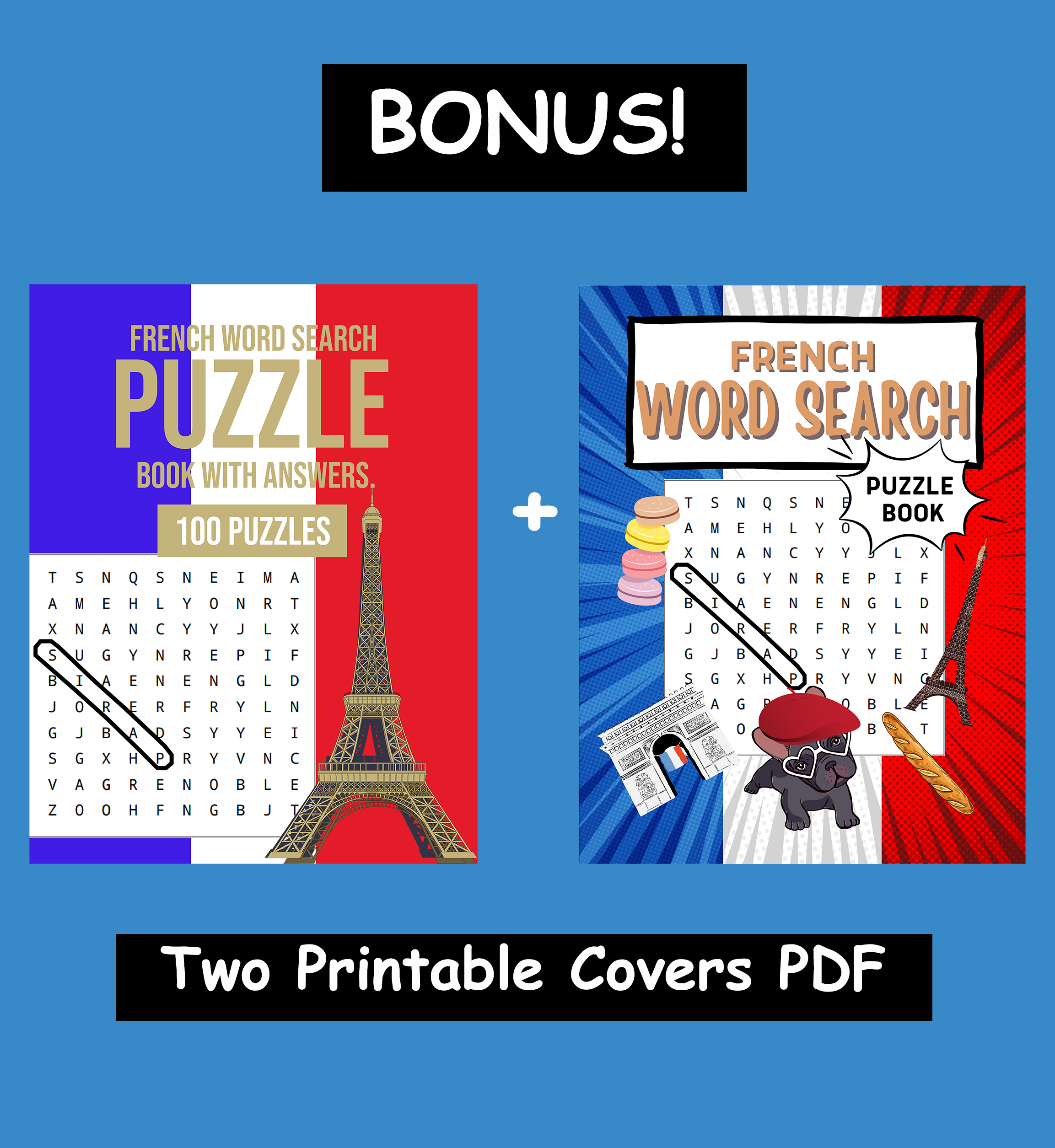 French Word Search Puzzle Book For All Ages : Easy to Hard 100 puzzles ...