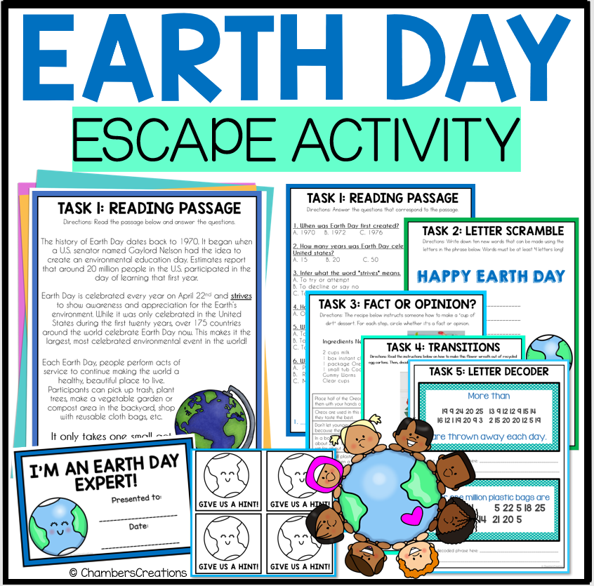 Earth Day Paper Based Escape Room April Game Activity | Made By Teachers