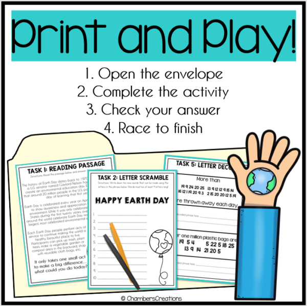 Earth Day Paper Based Escape Room April Game Activity | Made By Teachers