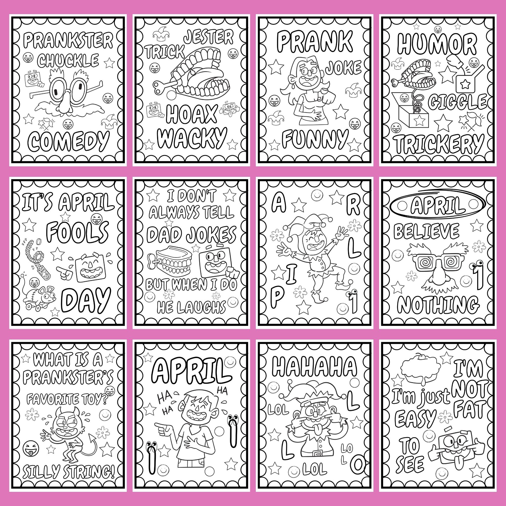 April Fool's Day Coloring Pages | 16 Fun April Coloring Sheets Words ...