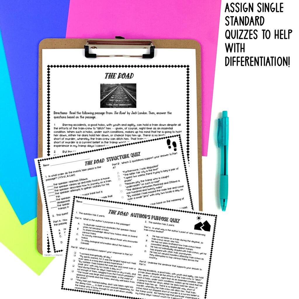 Reading Test Prep PRACTICE TEST Standardized Test Review Jack London ...