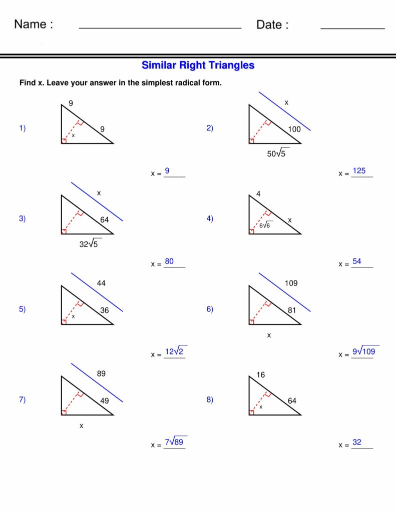 Similar Right Triangles Worksheets -Similarity Worksheets | Made By ... Similar Right Triangles Worksheets -Similarity Worksheets | Made By ...