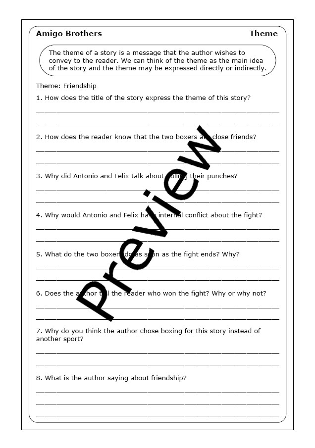 Piri Thomas "Amigo Brothers" worksheets | Made By Teachers