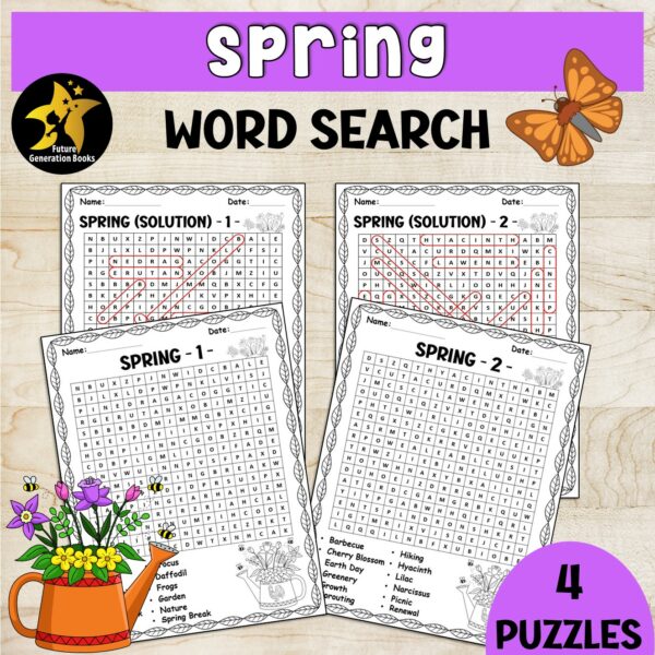Spring Break Word Search Puzzles Worksheets April Activities Early ...