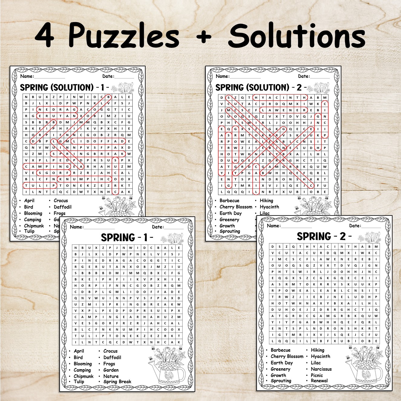 Spring Break Word Search Puzzles Worksheets April Activities Early ...