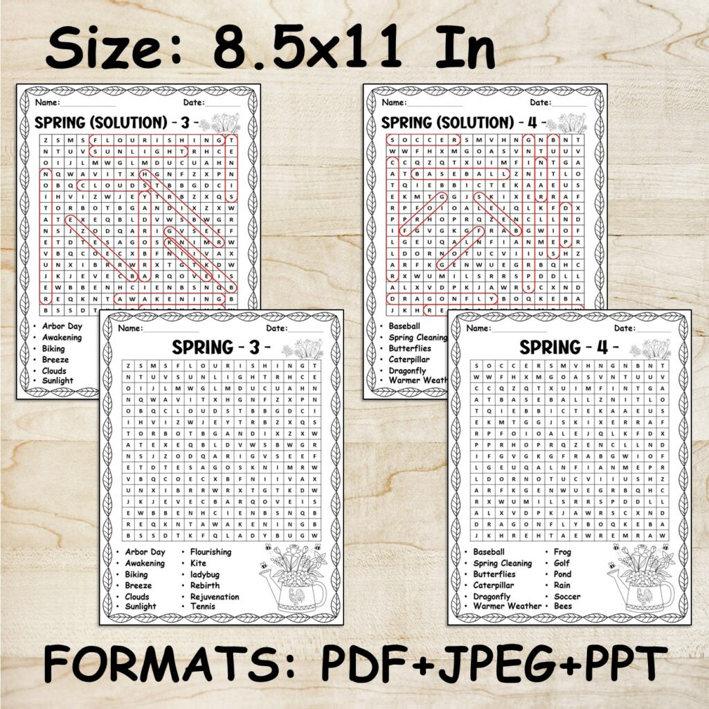 Spring Break Word Search Puzzles Worksheets April Activities Early ...