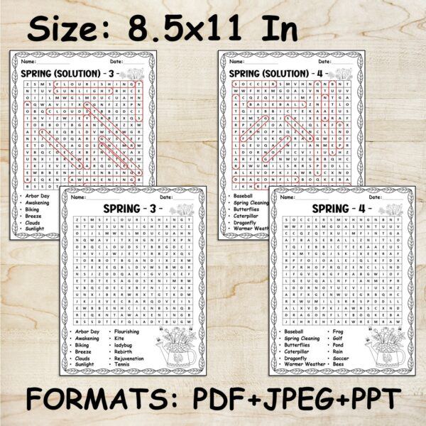 Spring Break Word Search Puzzles Worksheets April Activities Early ...