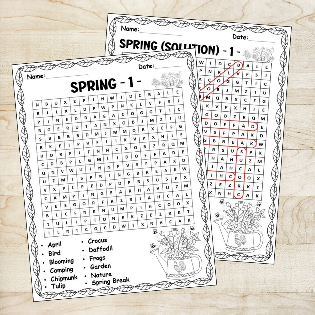 Spring Break Word Search Puzzles Worksheets April Activities Early ...