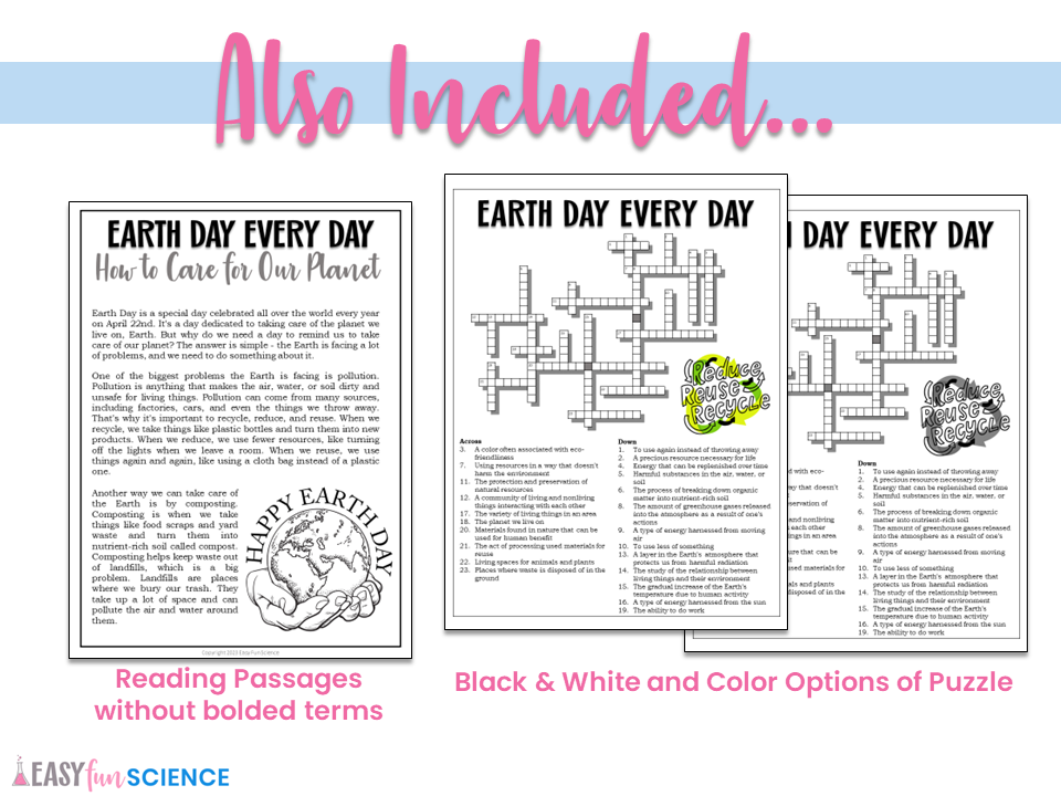 Earth Day Reading Comprehension and Earth Day Crossword Puzzle | Made ...