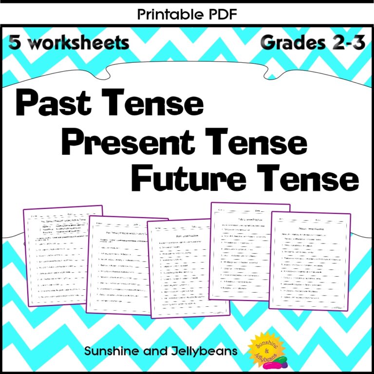 Past, Present & Future Tenses - 5 Verb worksheets - Grades 2-3 - CCSS ...