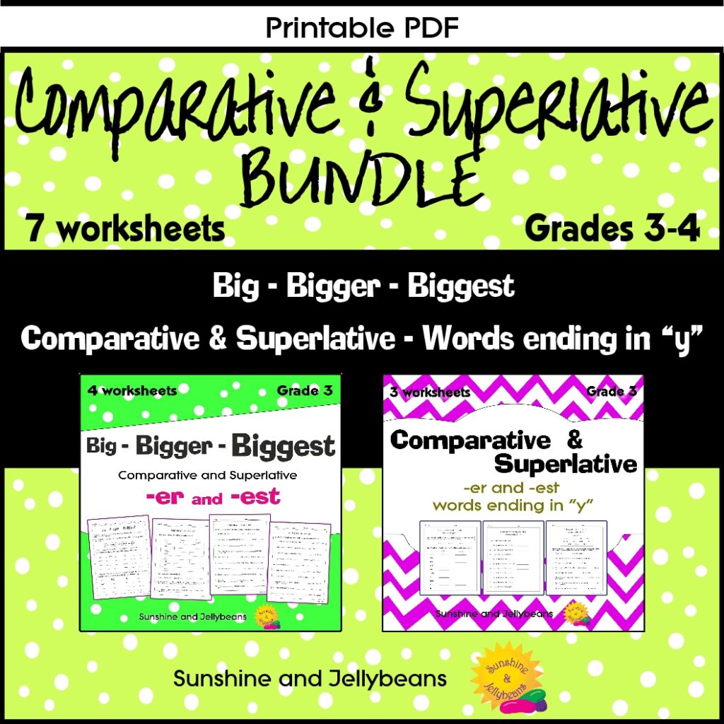 Comparative & Superlative BUNDLE - 7 worksheets - Grades 3-4 | Made By ...