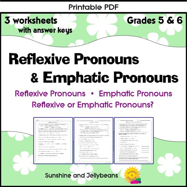 Reflexive & Emphatic Pronouns - 3 worksheets - Grades 5 & 6 | Made By ...