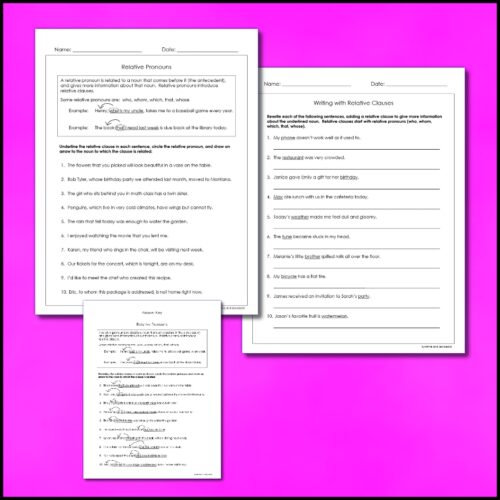 Pronouns BUNDLE - 17 worksheets- Subject Object Relative etc - Grades 4 ...