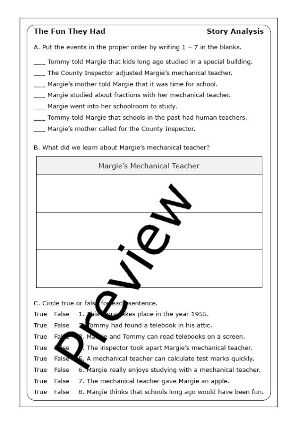 Isaac Asimov "The Fun They Had" worksheets | Made By Teachers