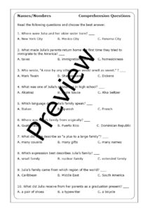 Julia Alvarez "Names / Nombres" worksheets | Made By Teachers