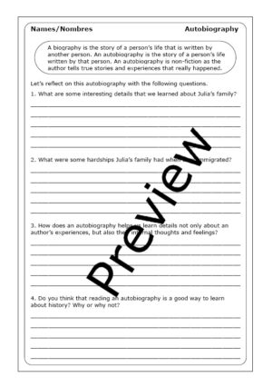 Julia Alvarez "Names / Nombres" worksheets | Made By Teachers