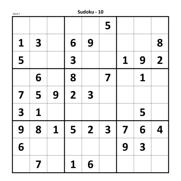 Challenge Your Mind with Hard Sudoku for Seniors: Level 1 (9x9) with ...