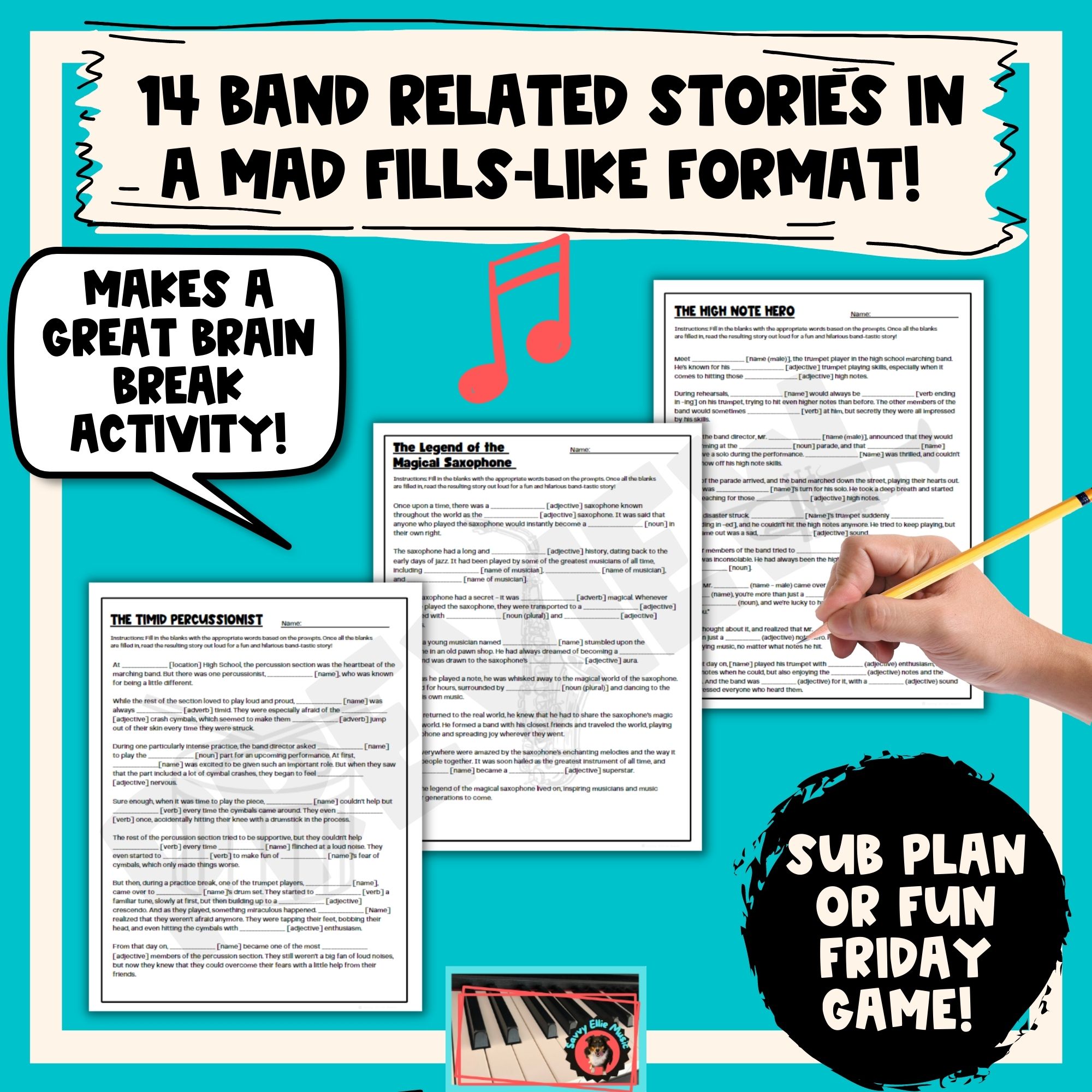 Band Tales 14 Mad Fills Story Activities For Band Brain Break Game Made By Teachers