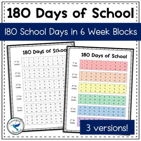 180 Days of School Chart | Block Schedule | Homeschool Portfolio | Made ...