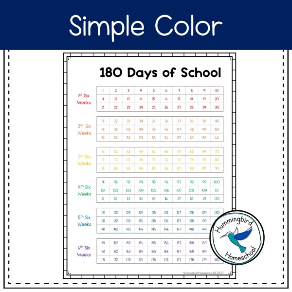 180 Days of School Chart | Block Schedule | Homeschool Portfolio | Made ...