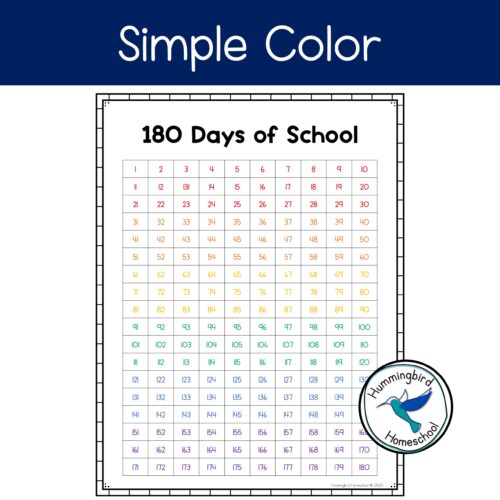 180 Days of School Chart | Homeschool Portfolio | Made By Teachers