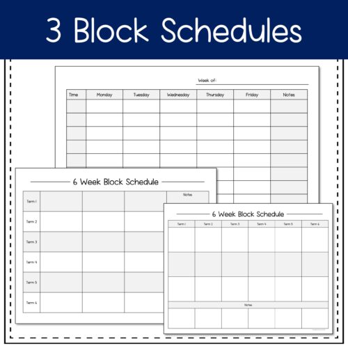 Homeschool Schedule Templates | Block Loop Relaxed Checklist Schedules ...