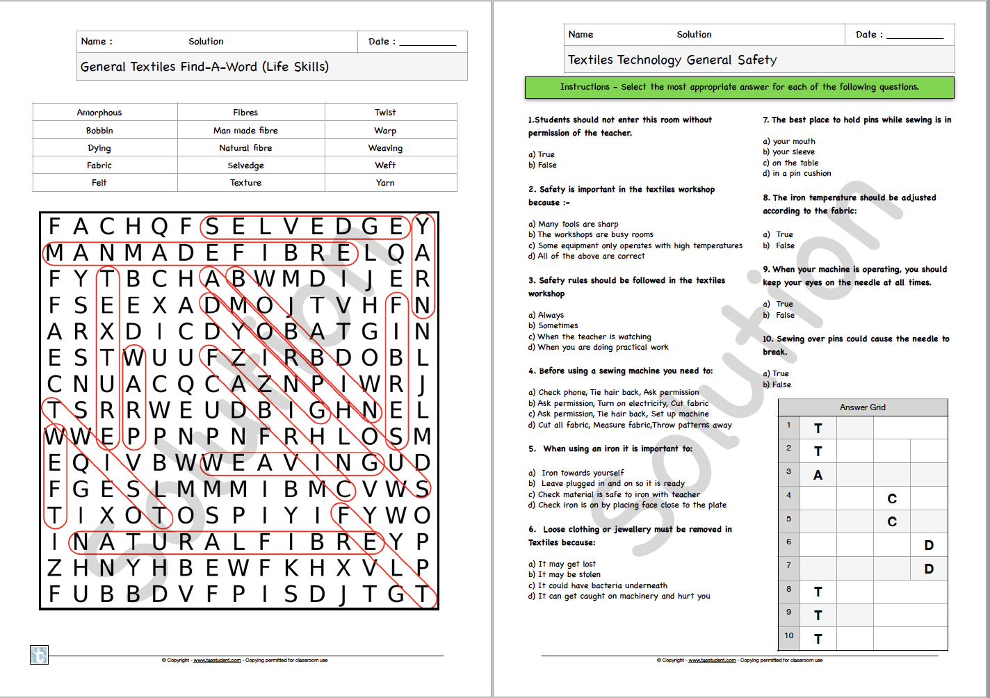 Textiles Technology Emergancy Lessons - Set 1 "General Textiles" | Made ...