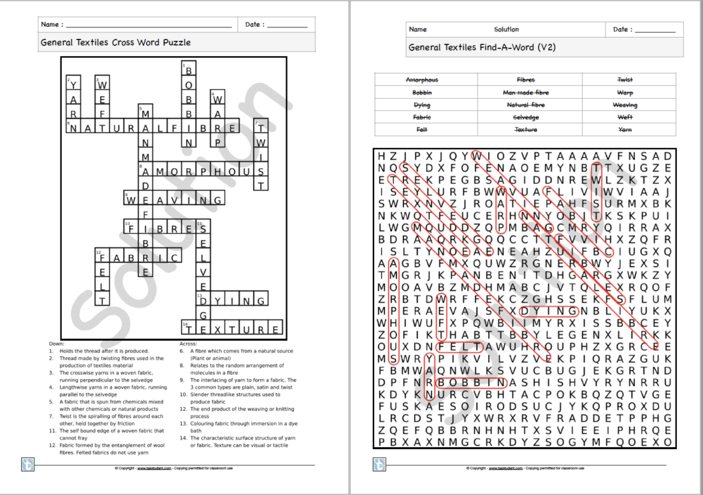 Textiles Technology Emergancy Lessons - Set 1 "General Textiles" | Made ...