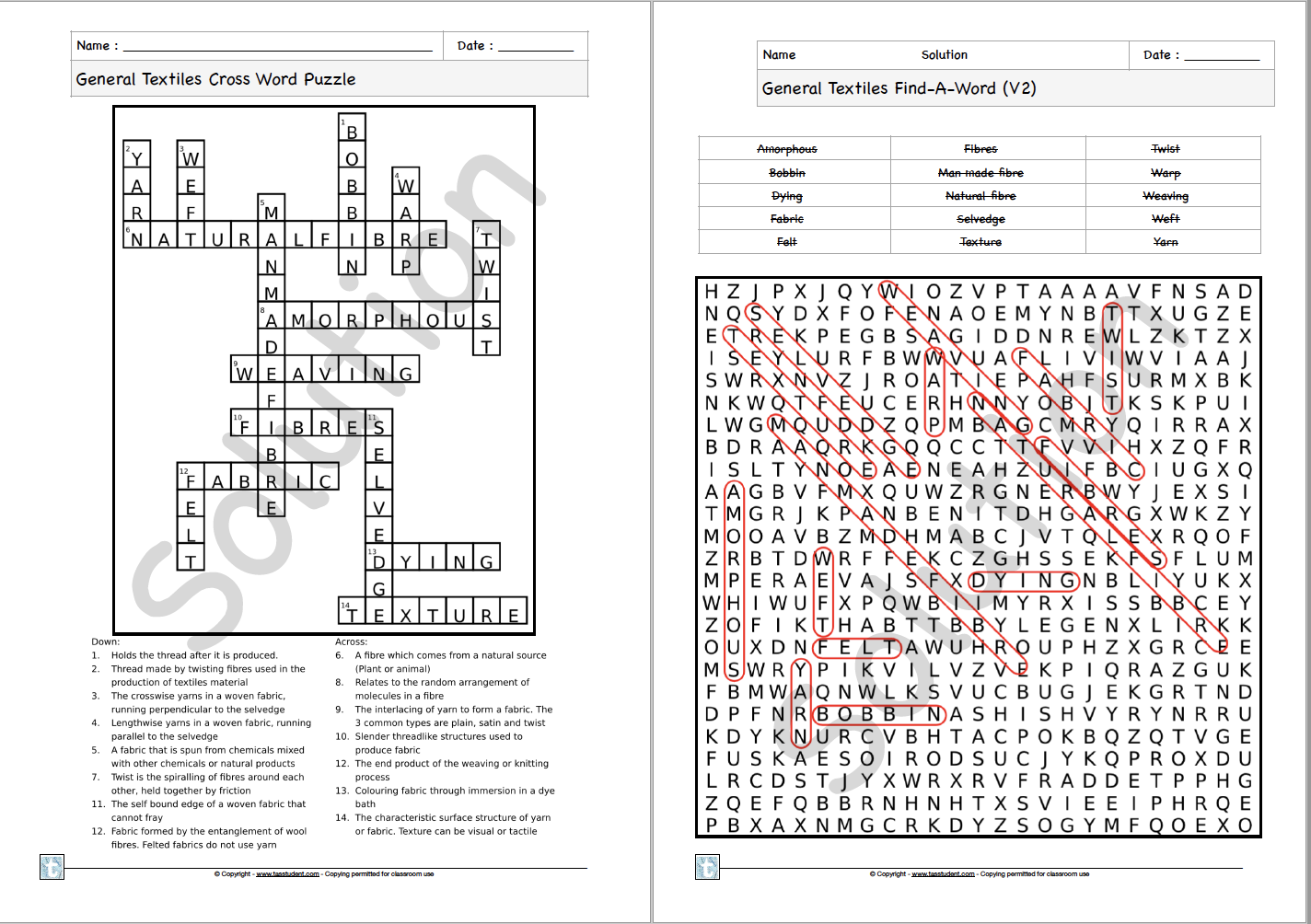 Textiles Technology Emergancy Lessons - Set 1 "General Textiles" | Made ...