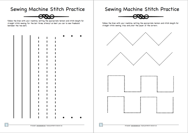 Sewing Machine Practice Sheets for Textiles Classes | Made By Teachers