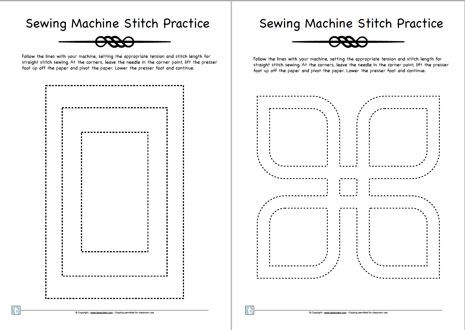 Sewing Machine Practice Sheets for Textiles Classes | Made By Teachers