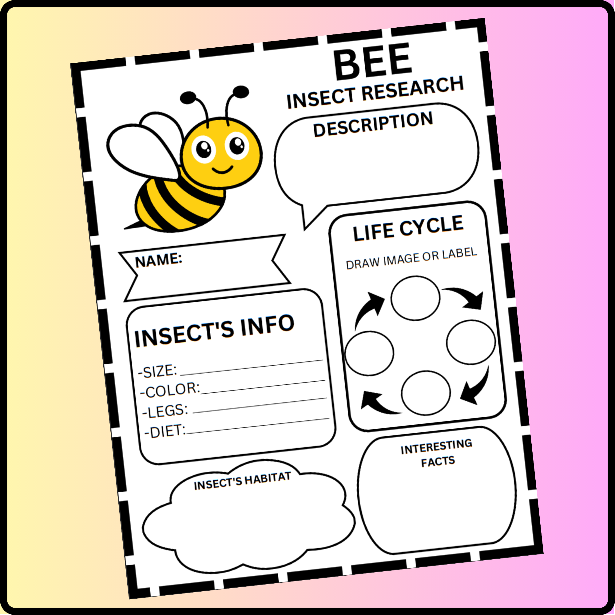 Bugs and Insects Activities Spring Science Research Template | Made By ...