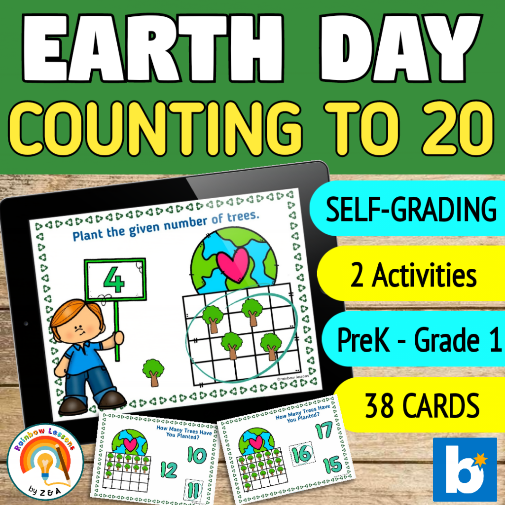 Earth Day Counting Boom Cards | Earth Day Math Activities | Earth Day ...