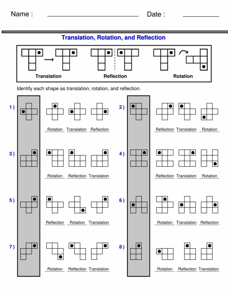 Identifying Translation, Rotation, and Reflection - Transformations ...