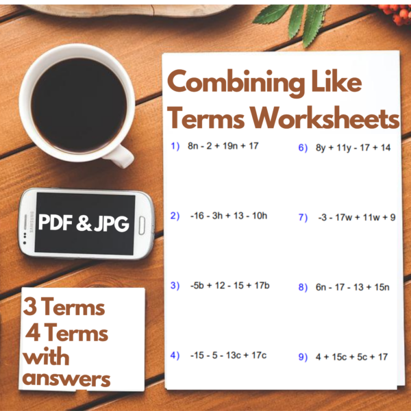 combining like terms worksheets with answers : Algebra 1 - Basics ...