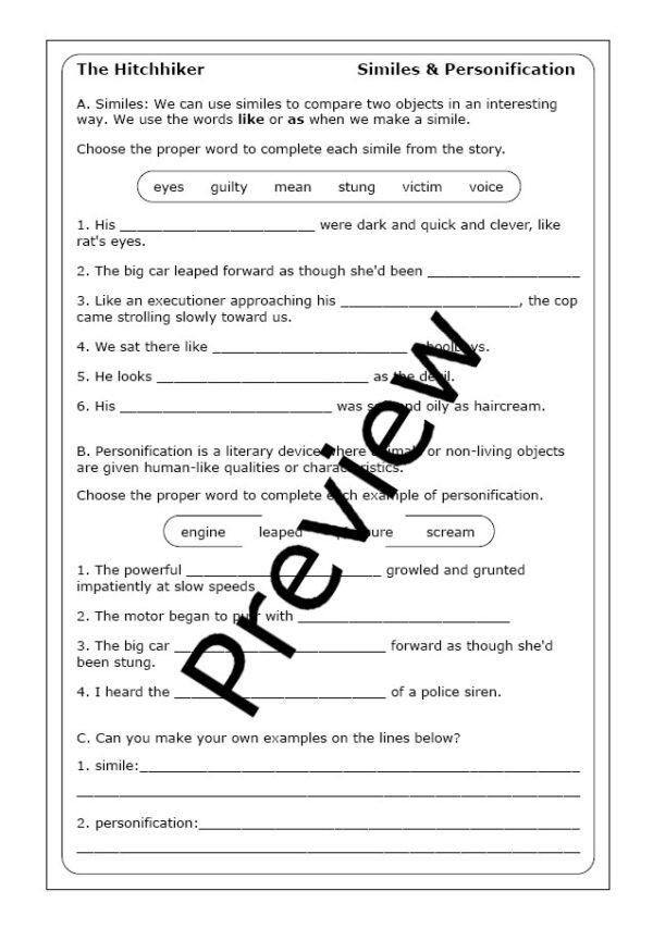 Roald Dahl "The Hitchhiker" worksheets | Made By Teachers