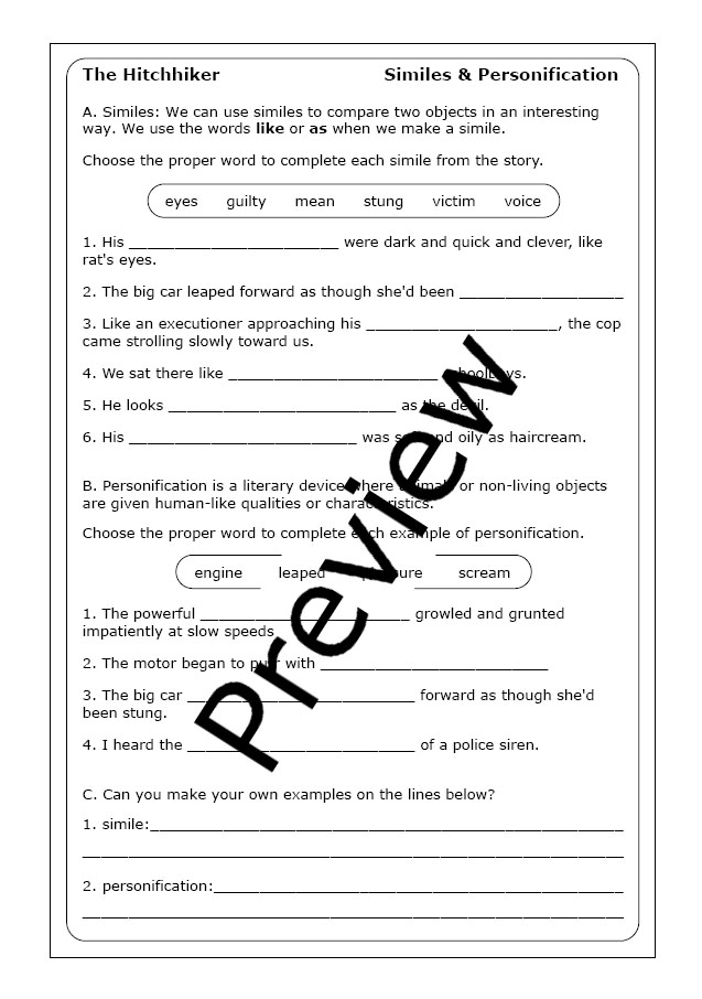 Roald Dahl "The Hitchhiker" worksheets | Made By Teachers